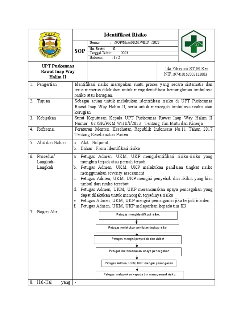 Identifikasi Risiko | PDF | Pengelolaan Keuangan & Uang | Ilmu Sosial