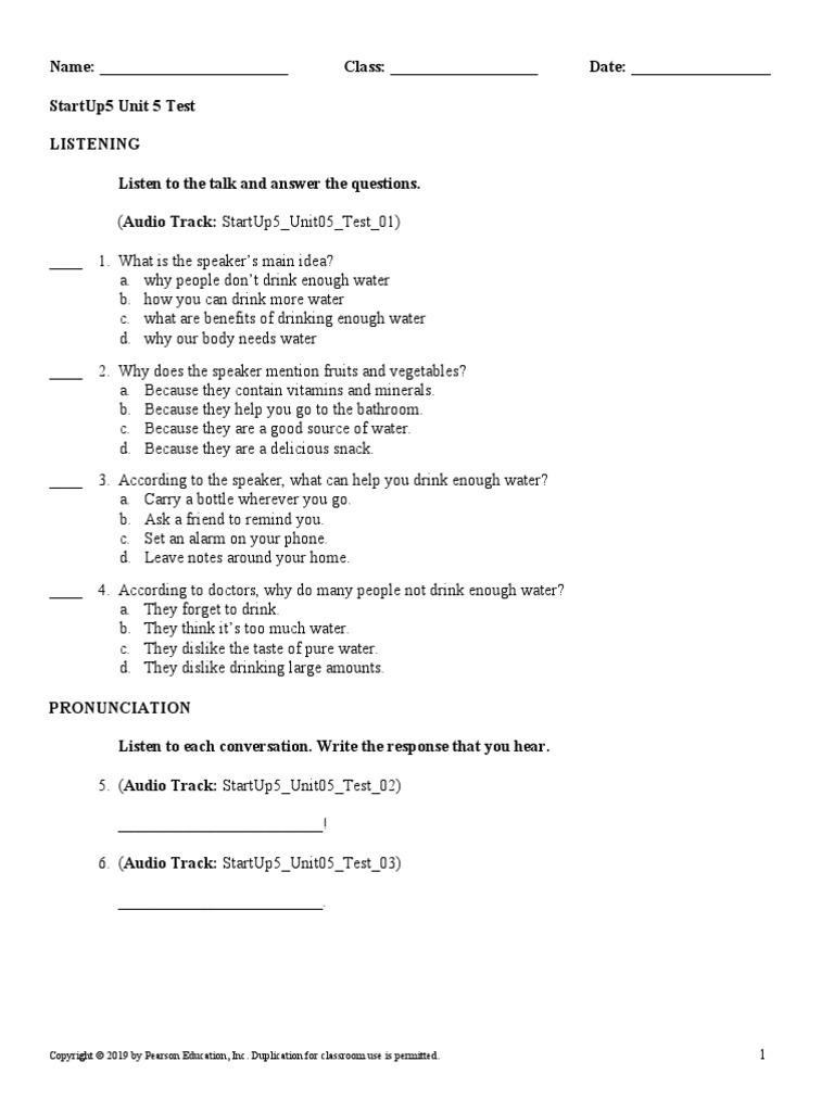 StartUp5 EV U05 Review Test A | PDF