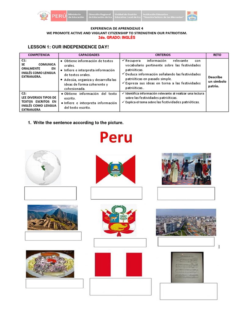 Lesson 1 - Exp. 4 - Our Independence Day - 2do. | PDF