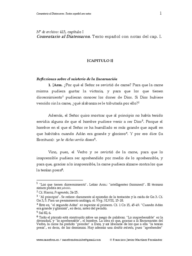Comentario al Diatessaron: Capítulo I | PDF | Jesús | María, madre de Jesús