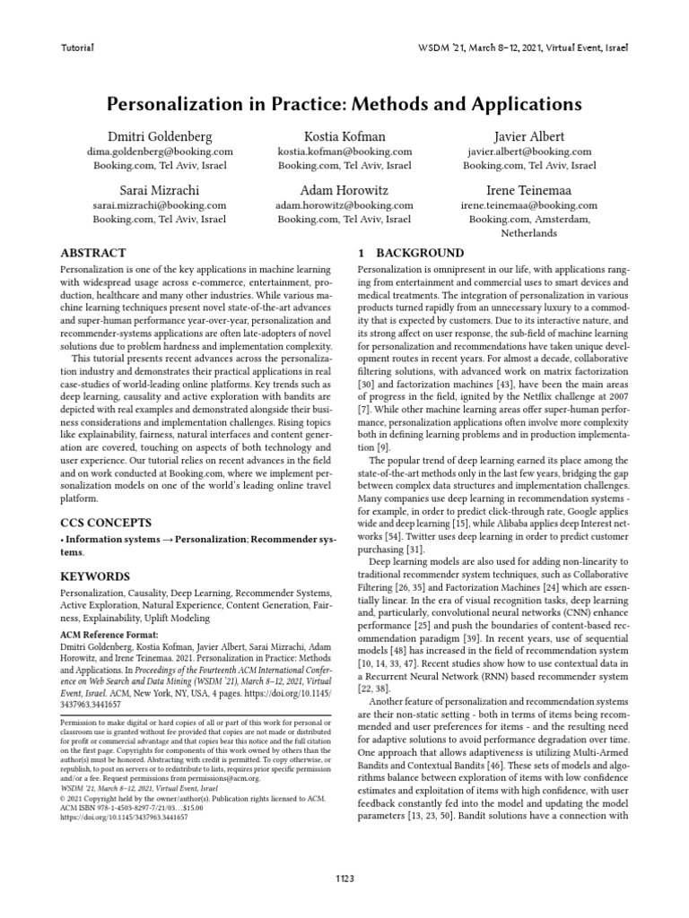 Personalization In Practice Pdf Deep Learning Machine Learning