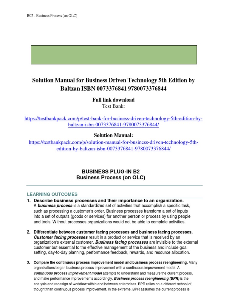 Business Driven Technology 5th Edition by Baltzan ISBN Solution Manual | PDF | Business Process ...