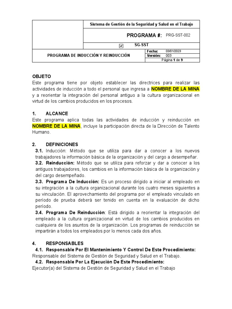 PRG SST 002 | PDF | Hospital | Evaluación PRG SST 002 | PDF | Hospital | Evaluación