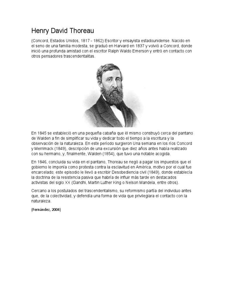 Vida y obra de Henry David Thoreau | PDF