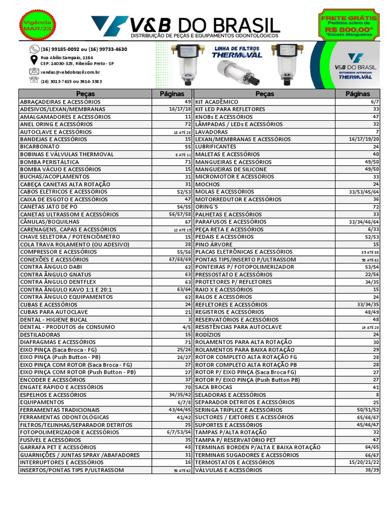 V&B Do Brasil TABELA MAR 2023 | PDF | Ciências Físicas
