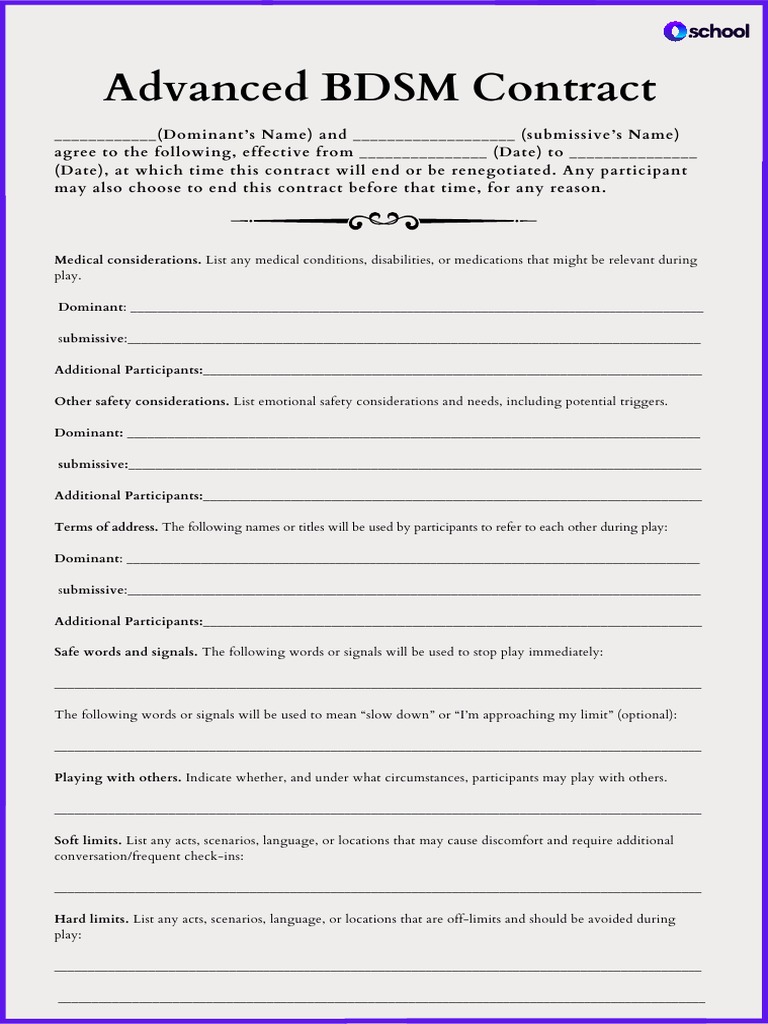 Advanced BDSM Contract - 230720 - 095800 | PDF | Dominance And Submission | Bdsm