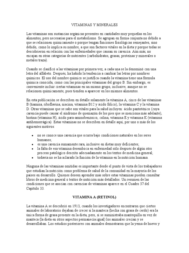 Vitaminas y Minerales | PDF | Vitamina a | Vitamina D