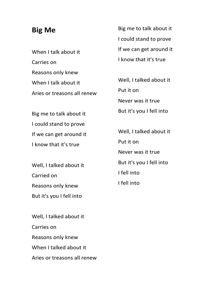 Big Me Lyrics | PDF | Self-Improvement