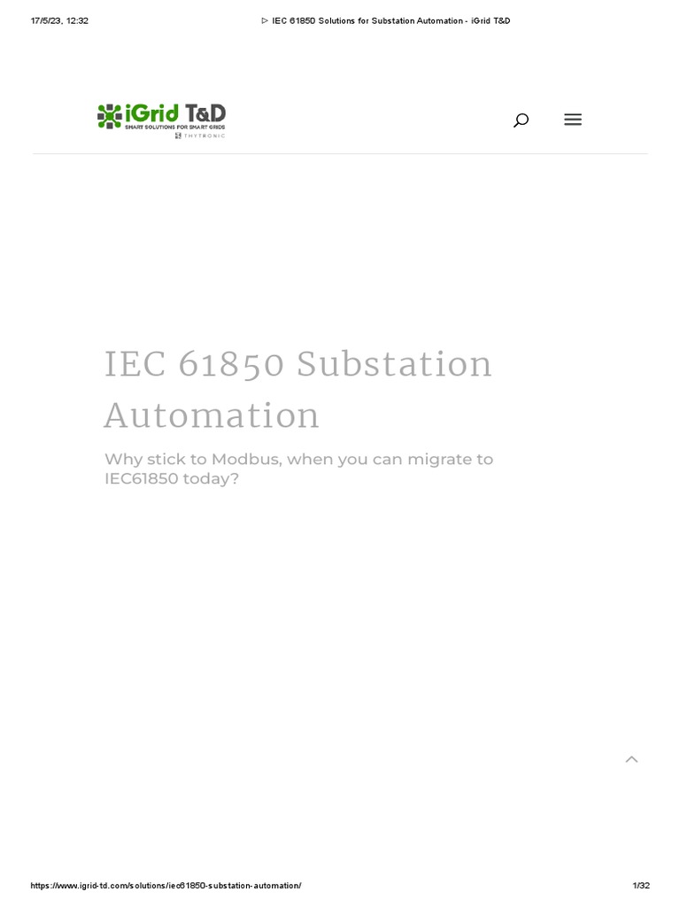 IEC 61850 Solutions For Substation Automation - Igrid T&D | PDF | Scada | Networking Standards