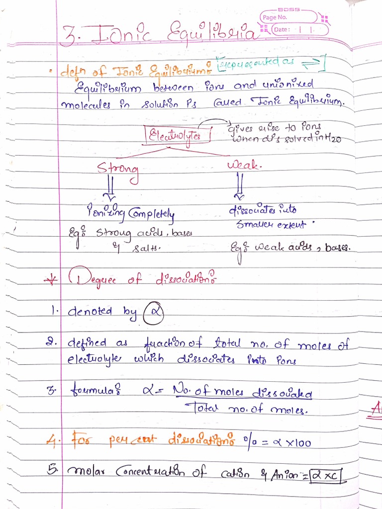 Chem - 1 Ionic Equilibria Notes Abhishek Sir | PDF Chem - 1 Ionic Equilibria Notes Abhishek Sir | PDF
