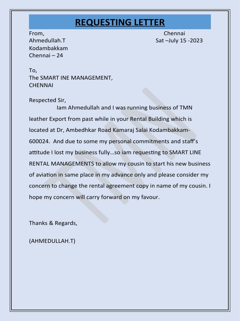 Requesting Letter For Smart Line | PDF