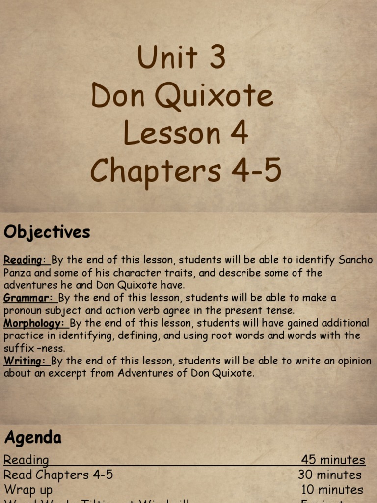 Unit 3 Don Quixote Lesson 4 | PDF | Don Quixote | Linguistics