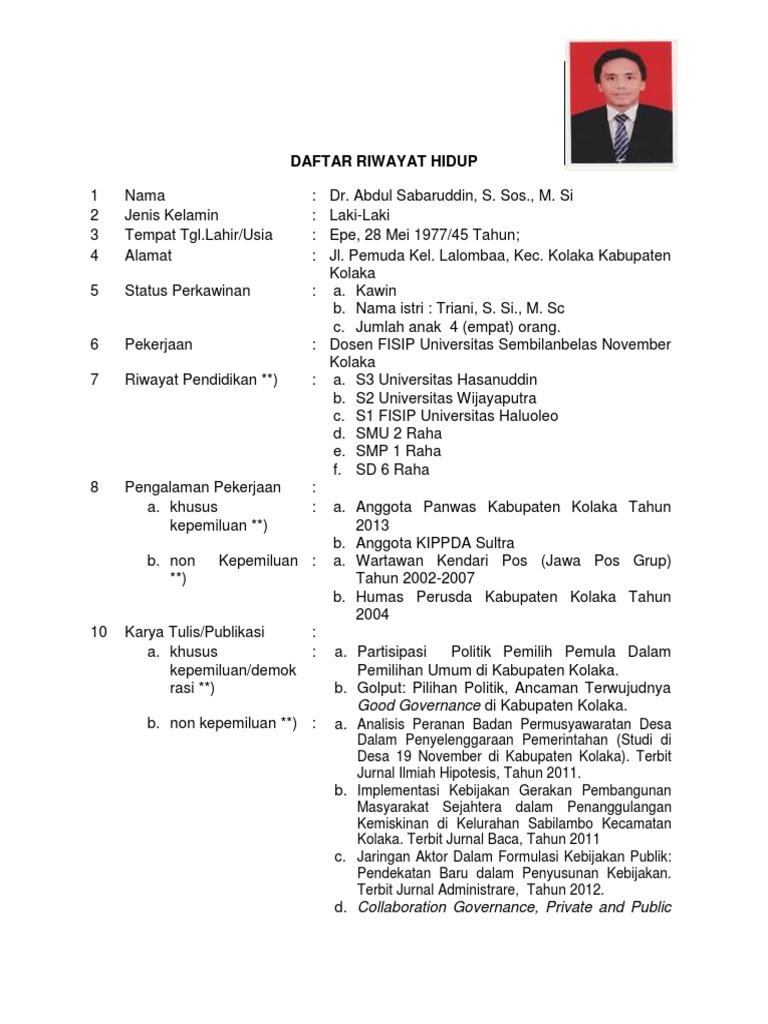 CV Abdul Sabaruddin | PDF
