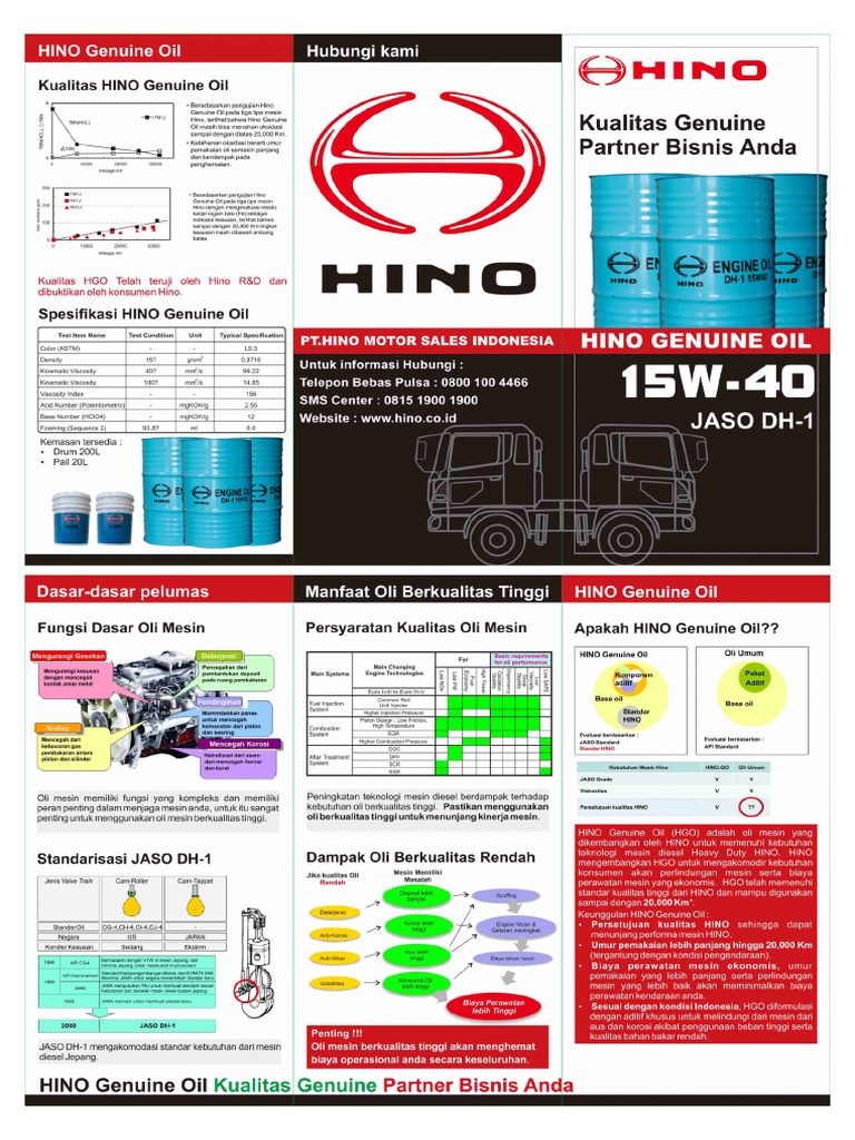 Dokumen - Tips - Hino Genuine Engine Oil | PDF