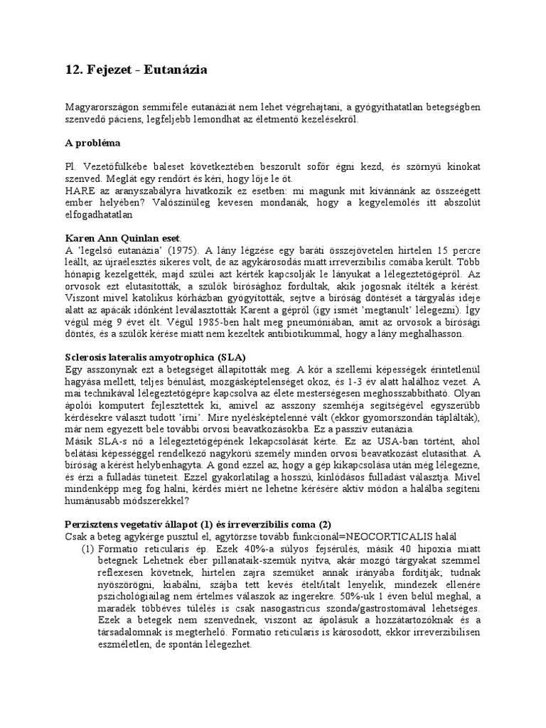 Fejezet - Eutanázia: A Probléma | PDF