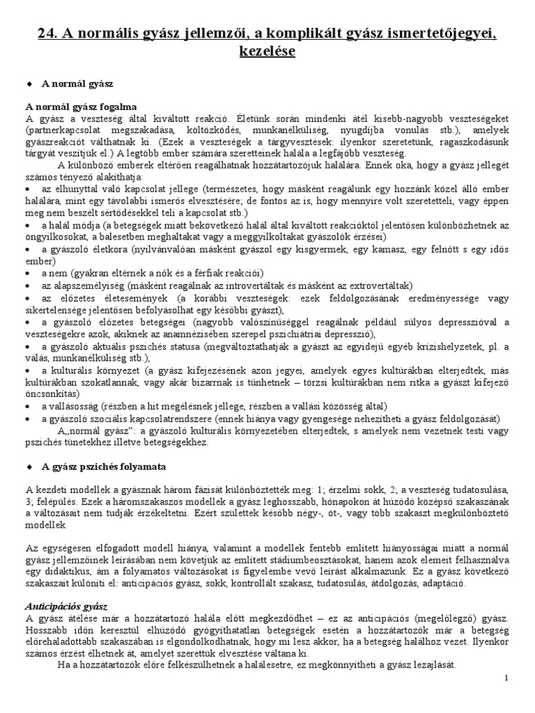 A Normális Gyász Jellemzői, A Komplikált Gyász Ismertetőjegyei ...