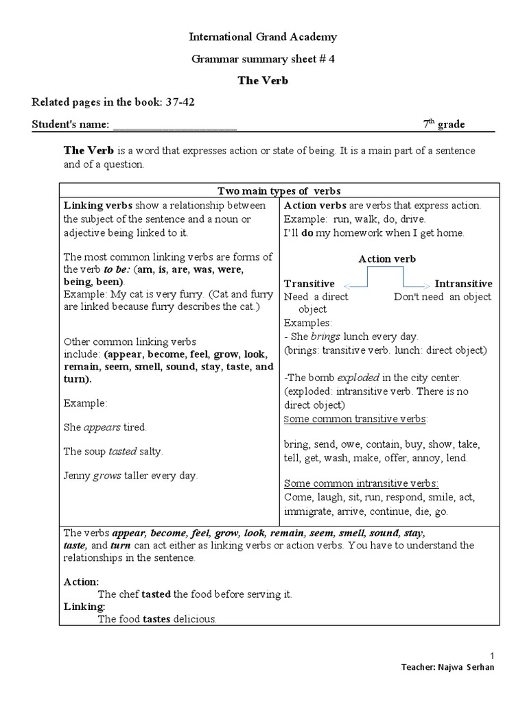 The Verb 7t | PDF | Verb | Object (Grammar) The Verb 7t | PDF | Verb | Object (Grammar)