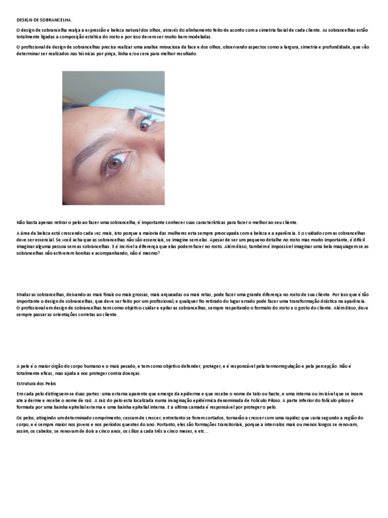 Design De Sobrancelha Pdf Beleza