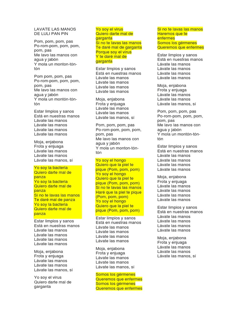 Lavate Las Manos de Luli Pan Pin | PDF