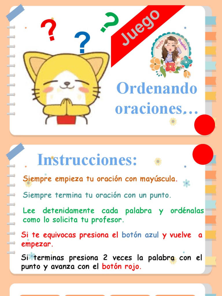 Juego Ordena Oraciones | PDF