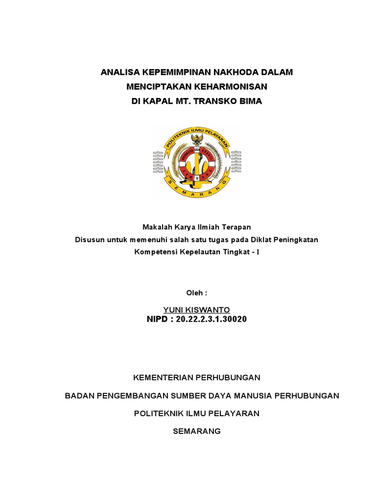 Kepemimpinan Nakhoda di MT. Transko Bima | PDF