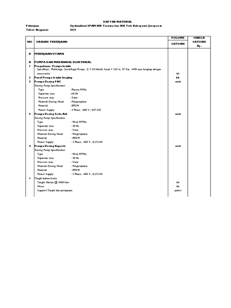 Pengadaan Pompa | PDF