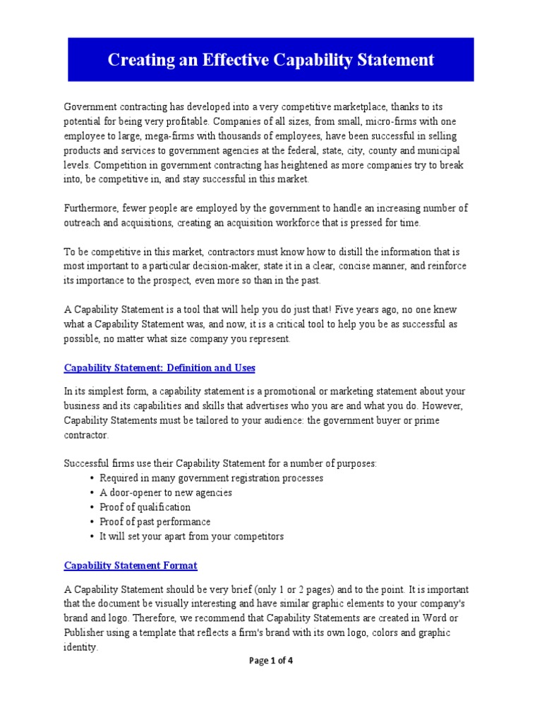 Capability Statement 34 | PDF | Procurement | Logistics