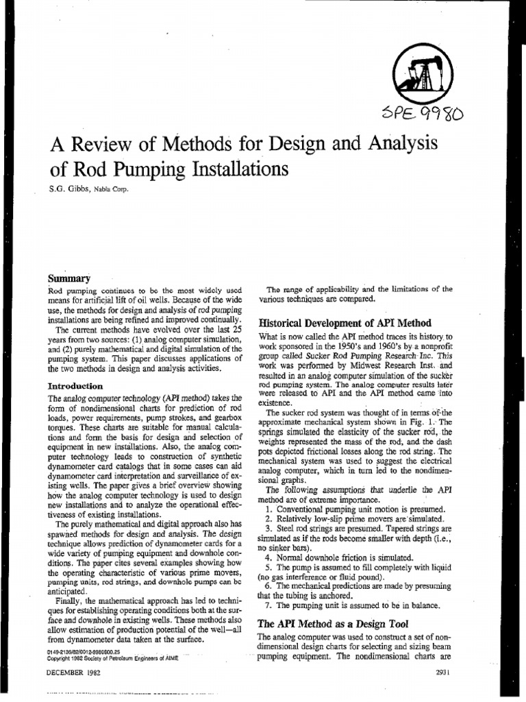 Rod Pumping Design and Analysis Methods | PDF | Simulation | Mechanical ...