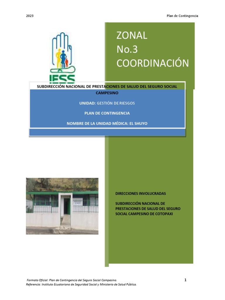Plan de Contingencia El Shuyo 2023 | PDF | Riesgo | Policía