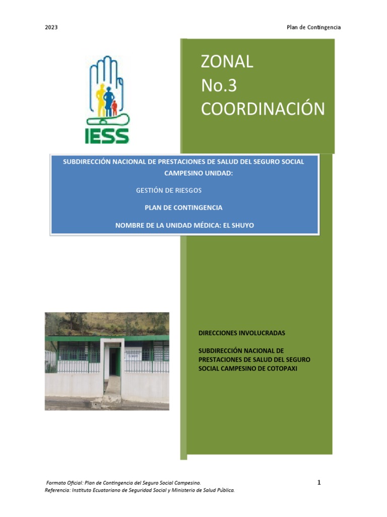 El Shuyo Plan de Contingencia 2023 | PDF | Riesgo | Ecuador
