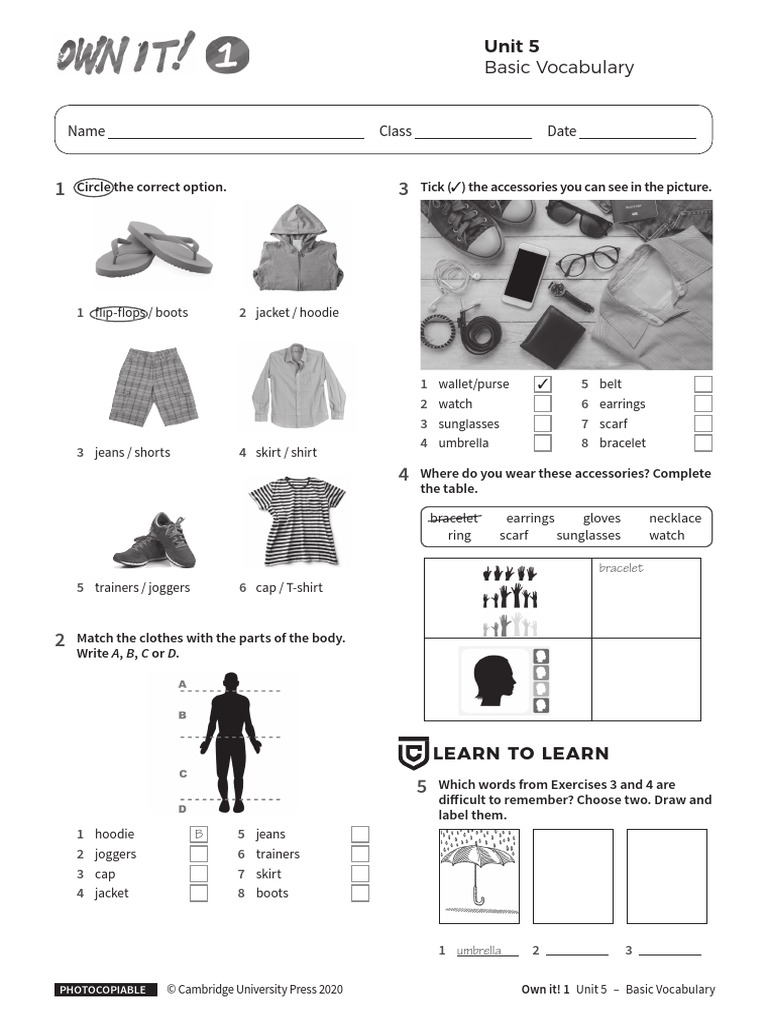 Vocabulary Basic Unit5 Without Answers | PDF