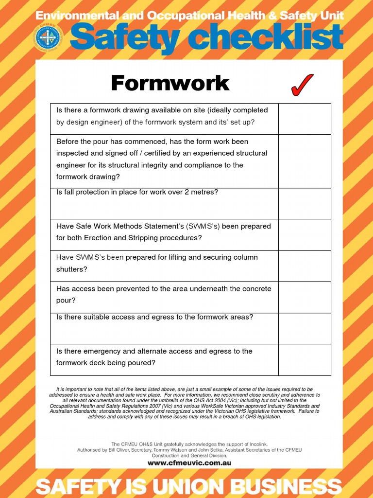 Formwork Checklist | PDF