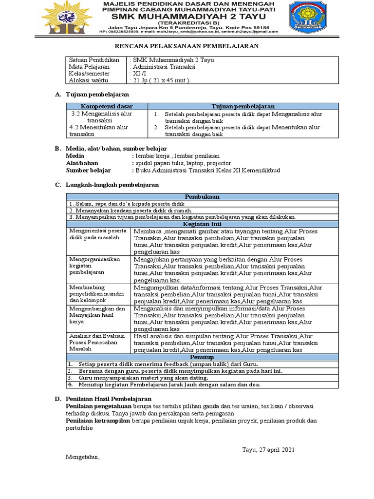 RPP Alur Transaksi | PDF