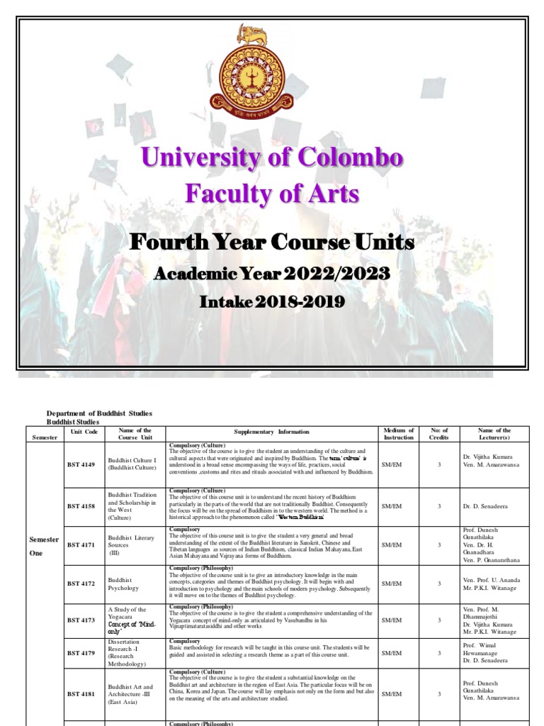 Fourth Year Couse Unit Book Academic Year 2022-2023 | PDF ...