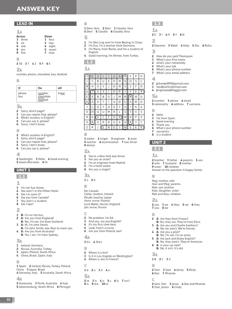 Speakout 2ed Starter Work Book Answer Key | PDF | Food And Drink