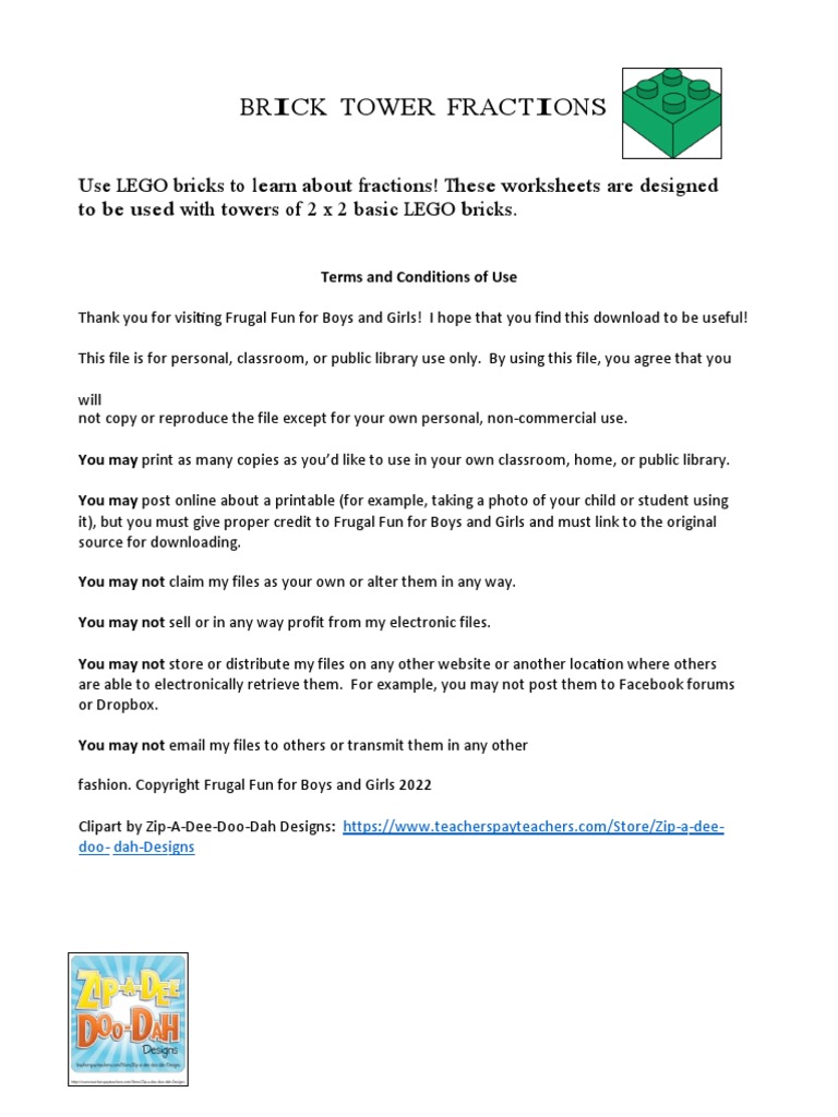 LEGO Fractions Worksheet | Download Free PDF | Computing | Mass Media