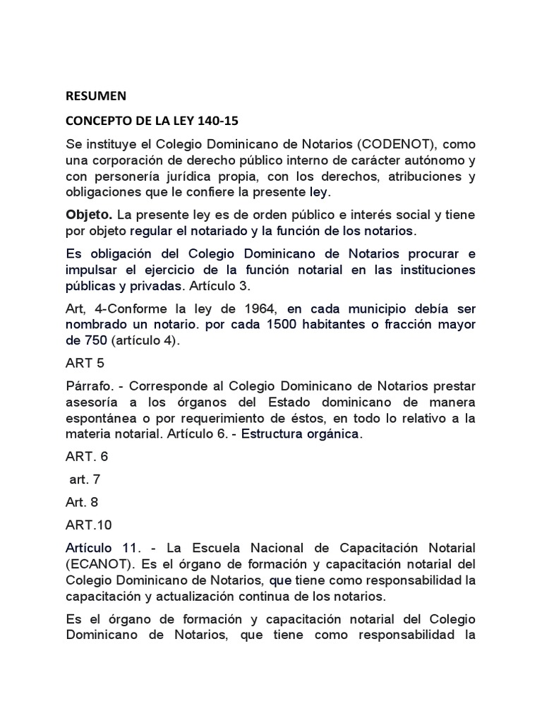 Resumen Ley 140-15 | PDF | Gobernancia | Justicia