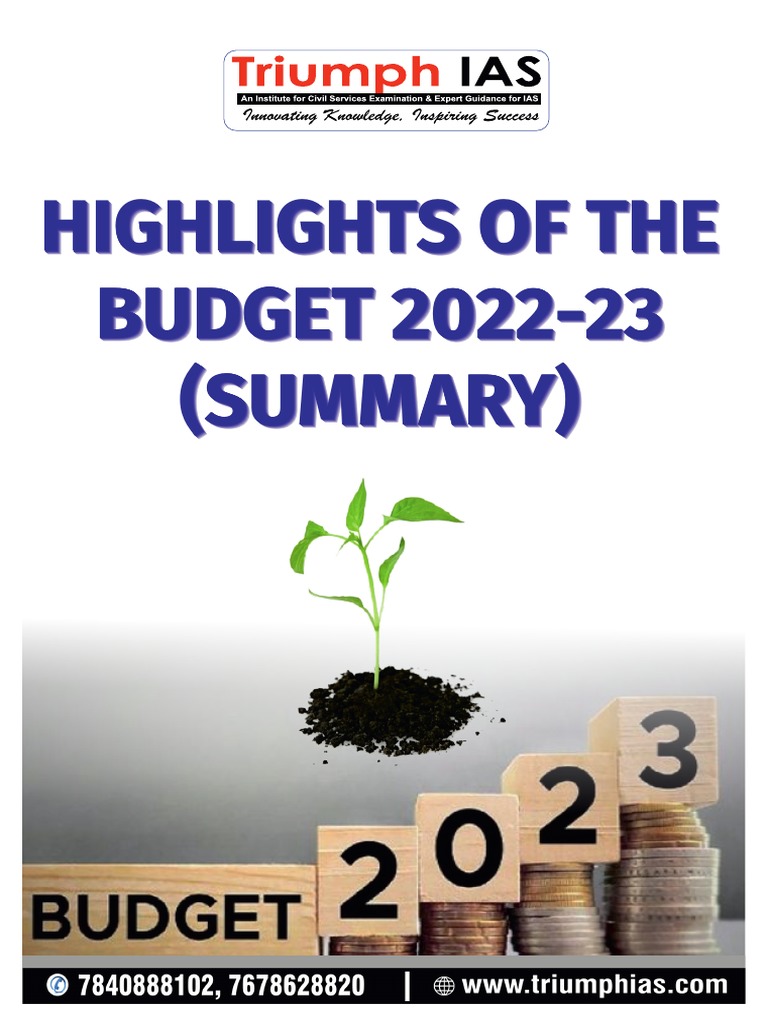 Highlights of The Budget 2023 | Download Free PDF | Deficit Spending ...
