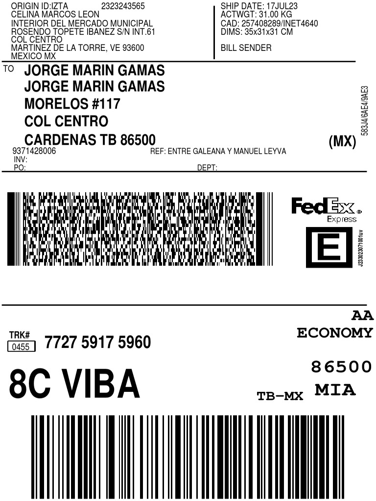 GUIA FEDEX 170723 | PDF