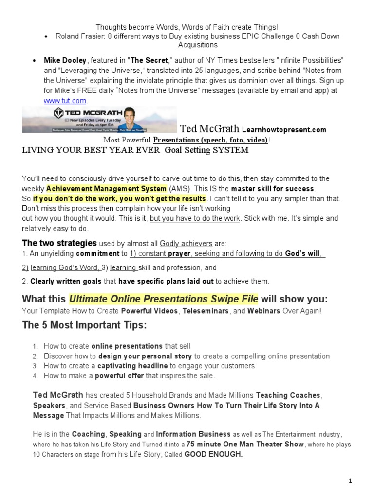 Living Your Best Year Ever Goal Setting System | PDF | Directory ...