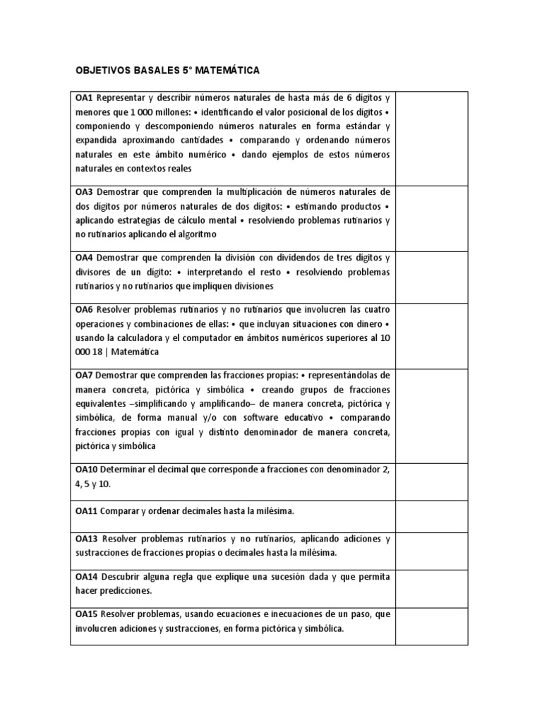 basales 5° BASICO MATEMATICA | PDF | Números | Matemática Elemental