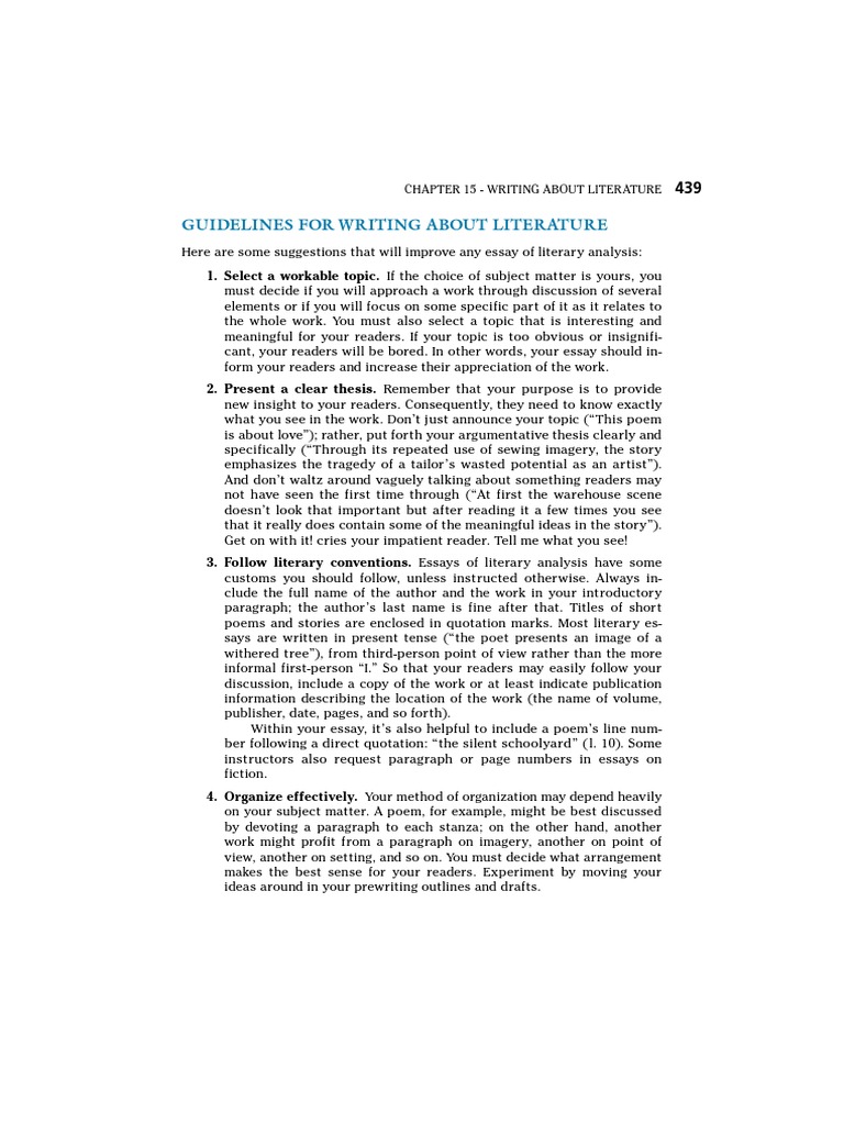 Writing About Literature - Tips | PDF | Essays | Poetry