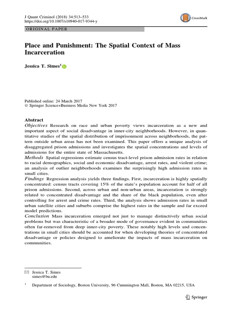 Place and Punishment - The Spatial Context of Mass Incarceration | PDF ... Place and Punishment - The Spatial Context of Mass Incarceration | PDF ...