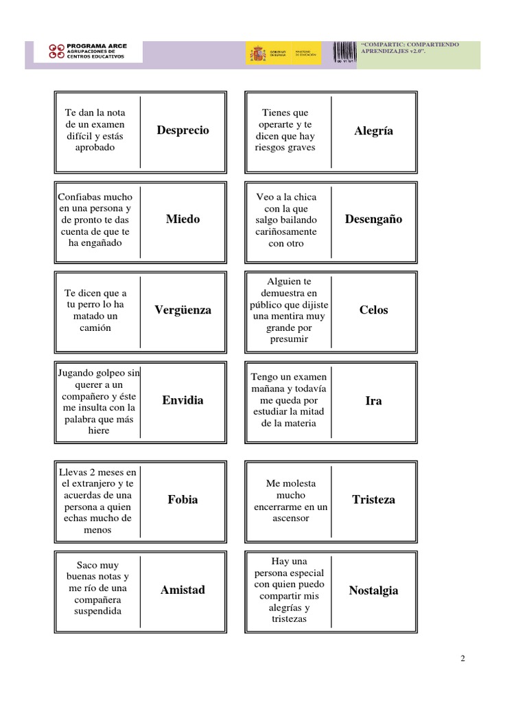 DOCUMENTO 2 Domino de Los Sentimientos 2 3 | PDF