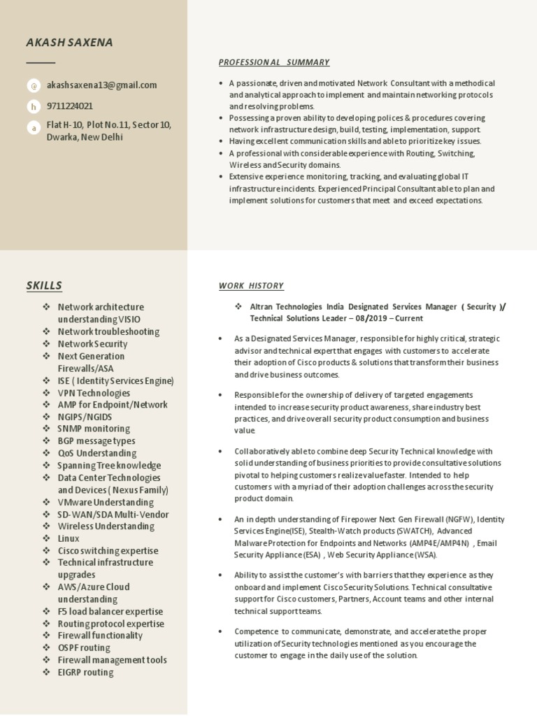 Akash Saxena - Resume (New) | PDF | Cisco Certifications | Computer Network