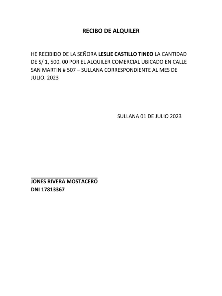 Recibo de Alquiler | PDF