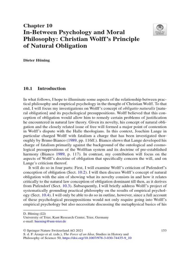 Wolff's Principle of Natural Obligation | PDF | Natural Law | Immanuel Kant