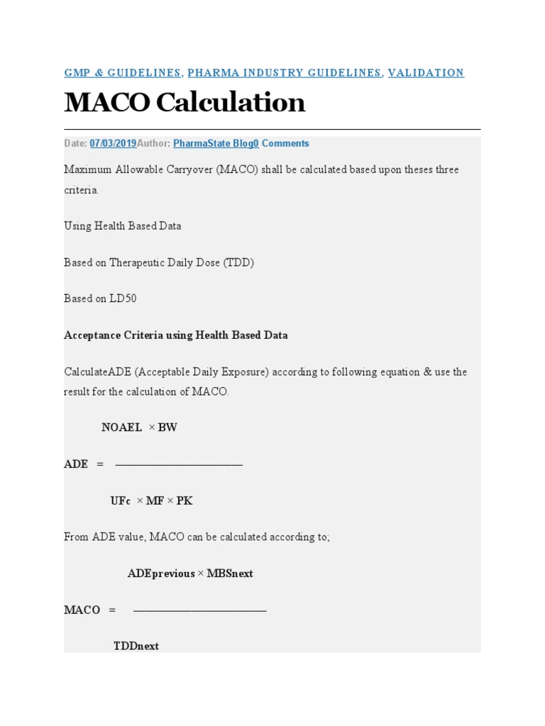 Maco Caliculation | PDF | Health Care | Medical Specialties