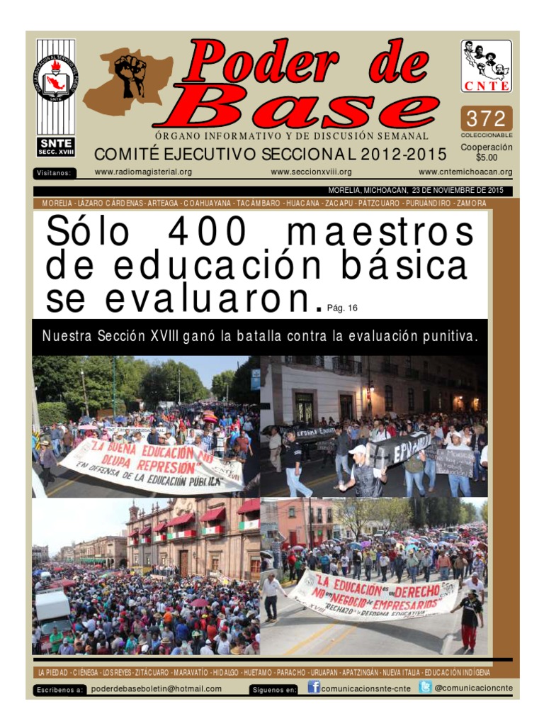 Poder de Base, No. 372. Sección XVIII Del SNTE-CNTE | PDF | Conocimiento | Pensamiento