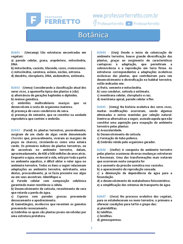 Botanica | PDF | Plantas | Musgo